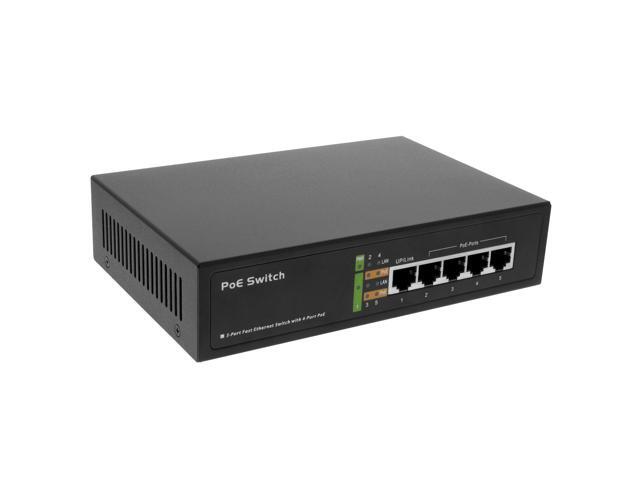 BV Tech POE-SW501 4-Port Full Power PoE Switch, 4 PoE Ports + 1 Uplink ...