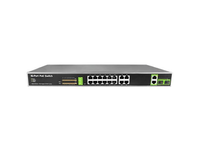 BV Tech POE-SW1602E-ECO | 16 Port 10/100Mbps PoE Switch with 2 Gigabit ...