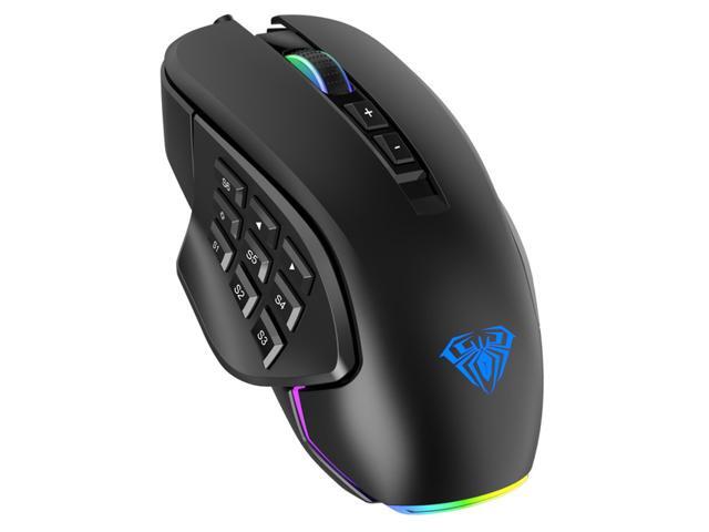 Wired RGB Gaming Mouse with 14-Programmable-Buttons, 4 Interchangeable ...