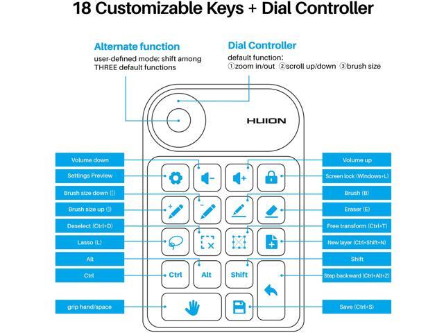 HUION Mini Keydial KD100 Express Keys Remote Keyboard for Pen Display ...