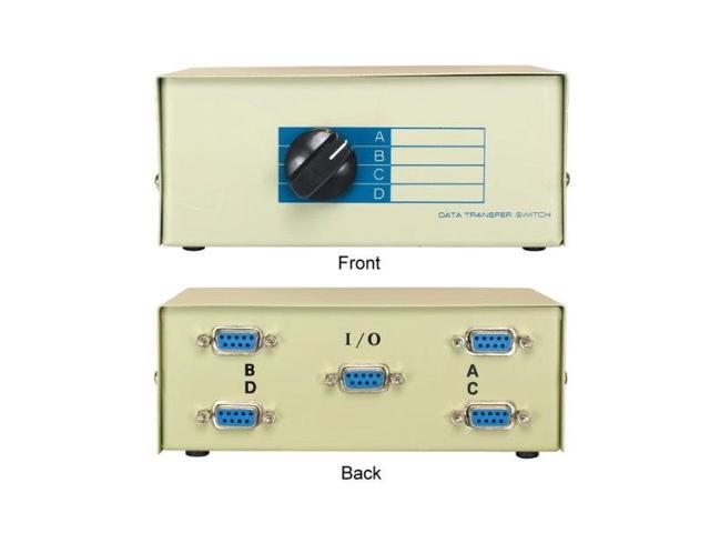 Kentek DB9 Female 4 Way Manual Data Switch Box RS-232 D-Sub 9 Pin I/O ABCD Port for PC MAC to ...