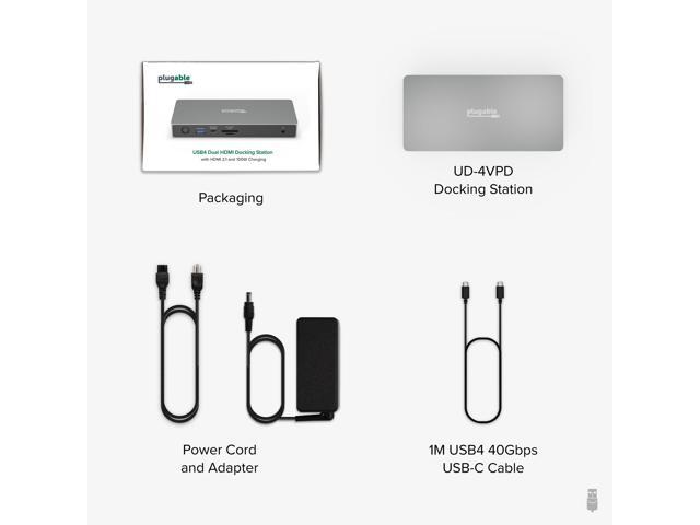 Plugable USB C Docking Station Dual Monitor, 11-in-1, USB4 40G 100W Laptop Charging Dock for ...