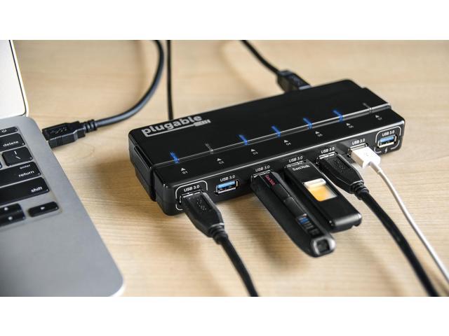 Plugable USB Hub with Charging - USB 3.0, 7-Port, 25W - Newegg.com