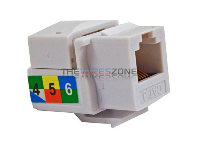 6P6C White RJ11 CAT3 Telephone Network Keystone Jack Insert Plug for ...