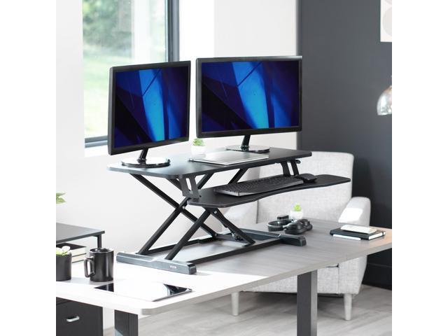 VIVO Black Height Adjustable 36" Standing Desk Monitor Riser, Sit Stand ...