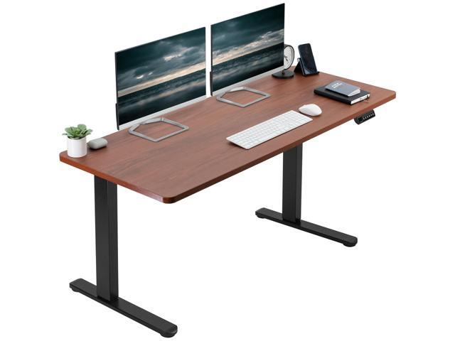 VIVO Electric 60 x 24 Desk with Rear-set Legs, Dark Walnut Solid One ...