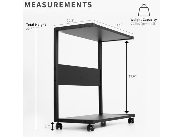 VIVO Black Mobile PC Cart with Storage, 2-Tier Shelf CPU Holder ...