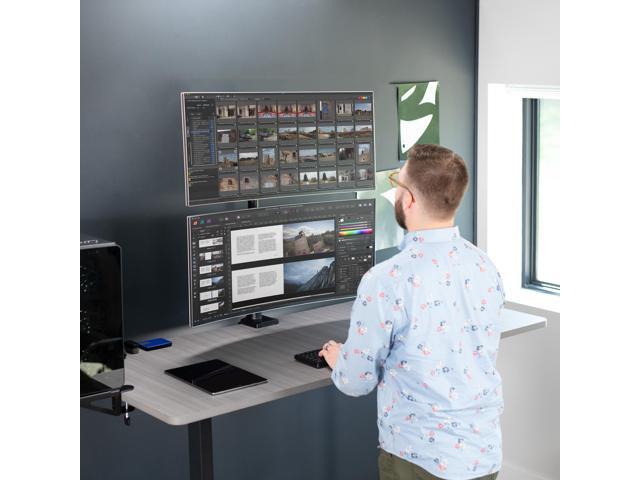 VIVO Dual Vertically Stacked Ultra Wide Monitor Mount, Extra Tall ...