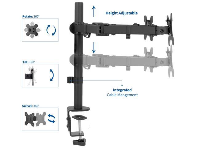 VIVO Full Motion Dual Monitor Desk Mount VESA Stand with Double Center Arm Joint | Fits 13" to ...
