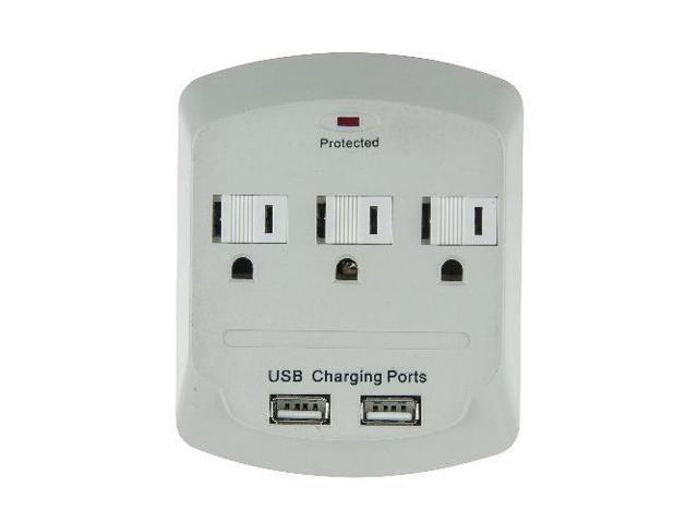 Powtech, PT-7843U, White, 3 Outlet, 900 Joules Surge Protector Tap ...