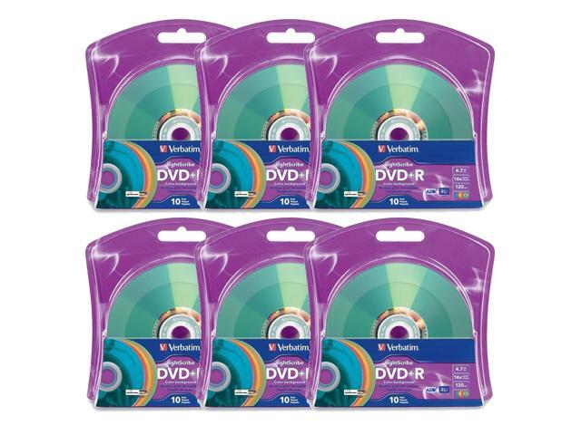 Verbatim Assorted Colored LightScribe DVD+R 16x Recordable Blank Disc ...