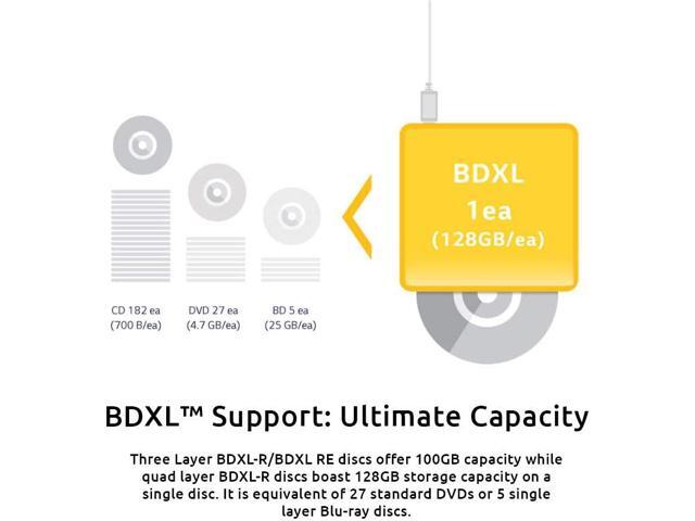 LG BP60NB10 Portable 6X Ultra HD 4K Blu-ray Burner External Drive with ...