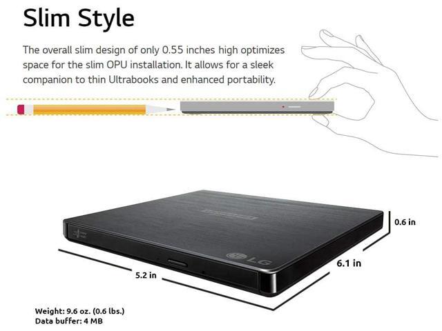 LG BP60NB10 Portable 6X Ultra HD 4K Blu-ray Burner External Drive with ...