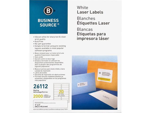 Business Source Mailing Labels Laser 1"x4" 2000/PK White 26112 - Newegg.com