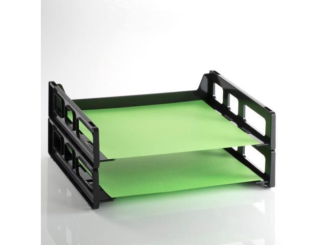Officemate Stackable Desk Trays Side Load 13-3/16"x9"x2-3/4" 2/PK Black ...