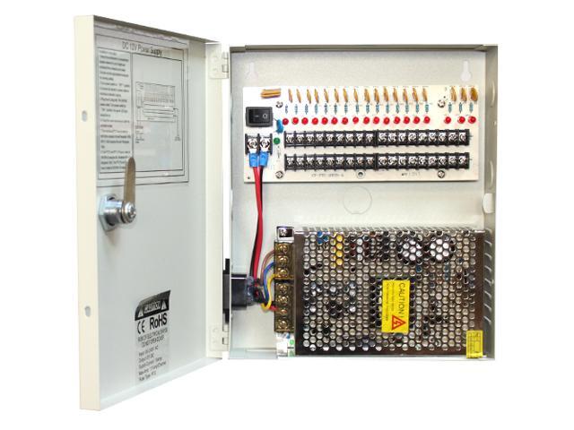 GW 18 Channel 12V 10Amp Security Camera Power Box PTC Fuse Protection ...