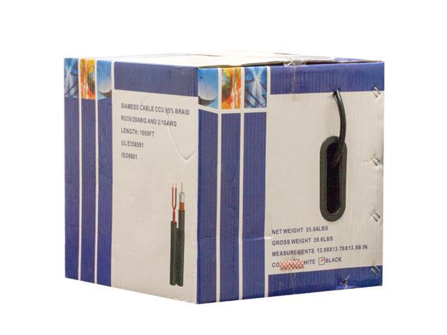 GW 1000 Feet RG59 (Black Color) Video Power Combo Siamese Coaxial Cable ...
