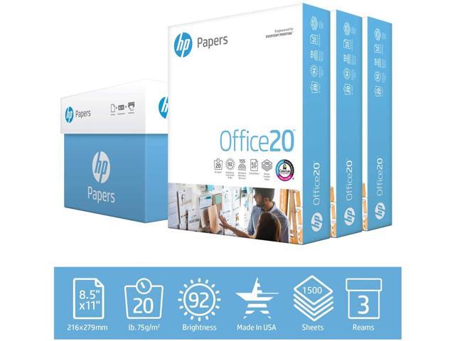 HP Printer Paper 8.5x11 Office 20 lb 3 Ream Case 1500 Sheets 92 Bright ...