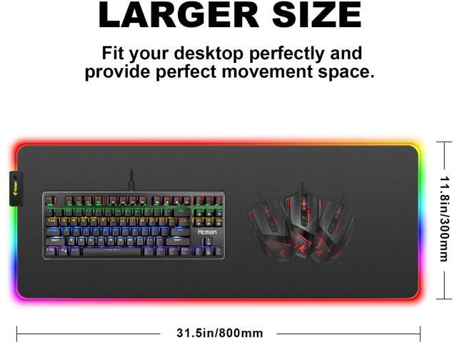 RGB Gaming Mouse Pad Mat Large Thick(800×300×4mm) Hcman XXL Extended ...