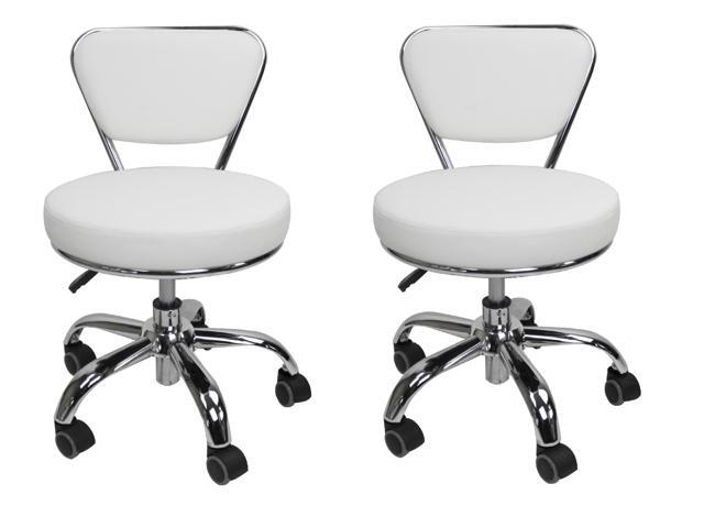 MAYAKOBA Set of 2 Salon Nail Pedicure Stool DAYTON WHITE Pneumatic ...