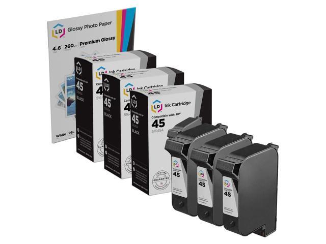 LD Products Replacement for HP 45 51645A Ink Cartridges (Black, 3-Pack ...