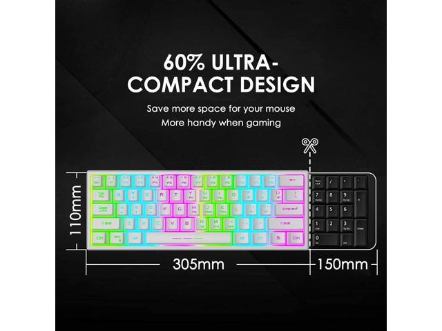 Wireless Gaming Keyboard and Mouse Combo 61 Key Rainbow Backlit ...
