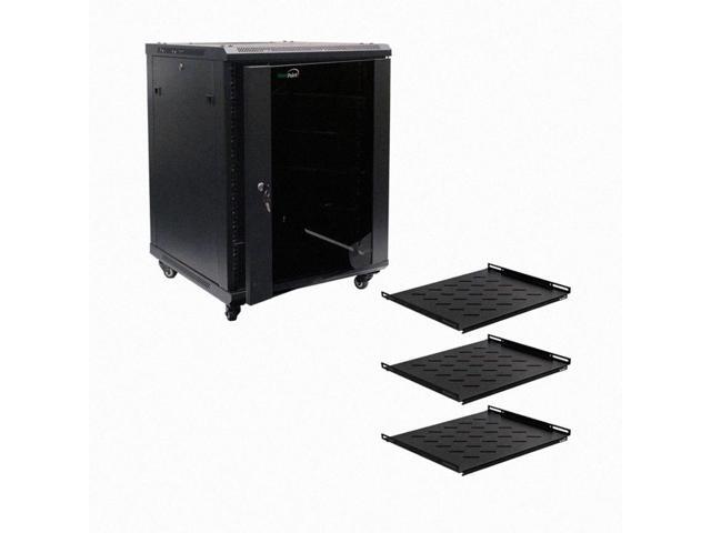 Navepoint 15U Audio Video A/V Cabinet 600mm Depth - Casters, Shelves ...