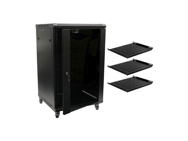 Navepoint 18U Networking Cabinet 600mm Depth - Casters, Shelves, Fans ...