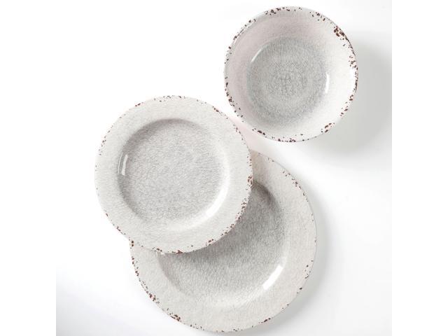 12 Pc Distressed Melamine Dinnerware Sets – Round Dinnerware Sets w ...