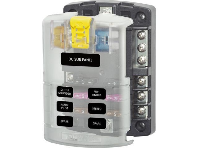 BLUE SEA SYSTEM 5025 Blue sea 5025 st blade fuse block w/cover - 6 ...