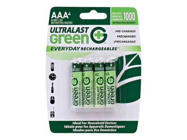 UltraLast Green ULGED4AAA Everyday Rechargeables, 4-pack 750mAh AAA ...