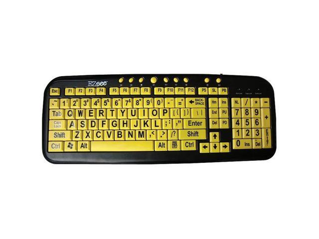 Ergoguys CD-1038 Black USB Wired Ergonomic Ezsee Low Vision Keyboard ...