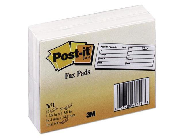 3M 7671 Post-it Printed Fax Note 1.50" x 4" - White - 12 / Pack ...