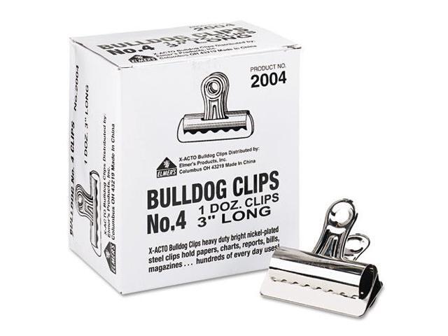 X-Acto Bulldog Clips Steel 1" Capacity 3"w Nickel-Plated 12 per Box ...