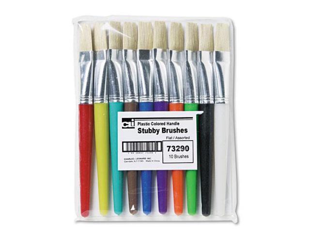 Charles Leonard Stubby Brush Set, Natural Bristle, Flat, 10/Set 73290 ...