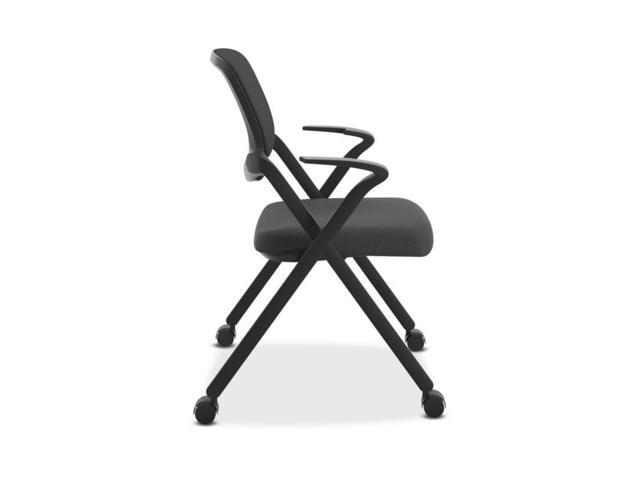 HON Assemble Mesh Back Nesting Stacking Chair Fixed Arms Black Fabric ...
