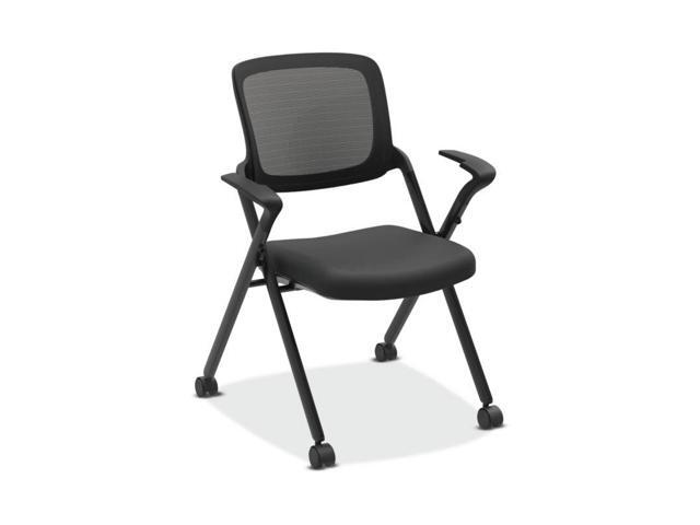 HON Assemble Mesh Back Nesting Stacking Chair Fixed Arms Black Fabric ...