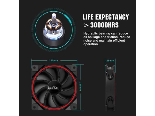 Pccooler 120mm Fan Moonlight Series, PC-M120R LED Red Computer Case Fan ...