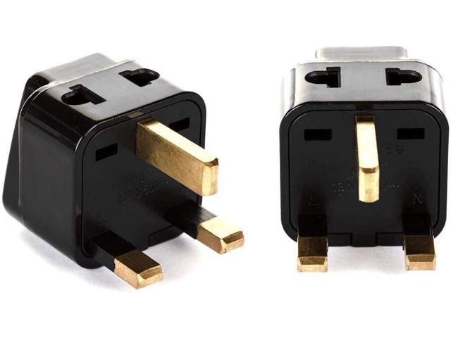 2 in 1 USA to UK/Hong Kong Adapter Plug (Type G) - 2 Pack, Black ...