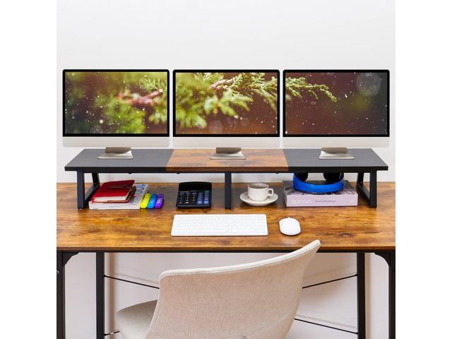 TEAMIX Black 42 inch Dual Monitor Riser,Long Monitor Stand for 2 ...