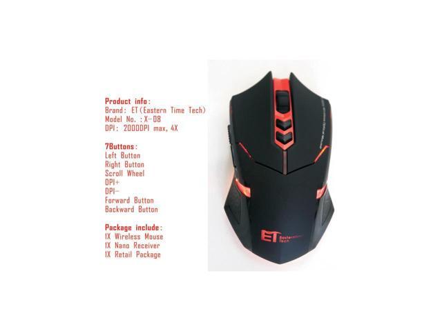 E-Blue 2.4GHz Cordless 8D 2000DPI ET Tech X-08 X4 6 Buttons USB Optical ...