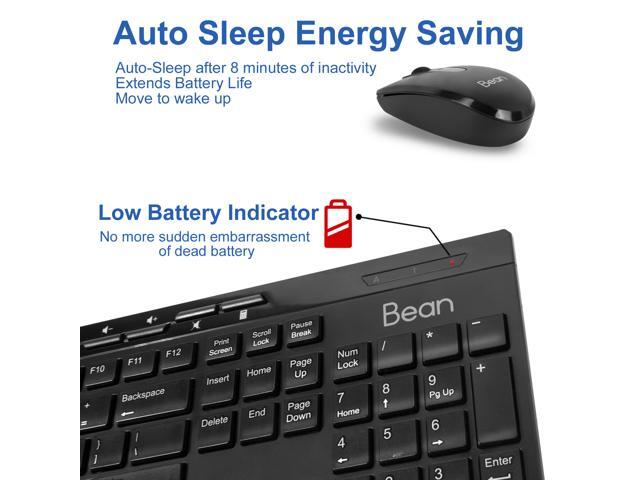 Wireless Keyboard and Mouse Combo, Bean 2.4GHz Full-Sized Ergonomic ...