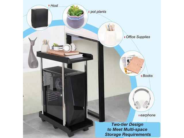 CORN Tower Stand, PC Stand 2-Tier CPU Stand with 6 Locking Caster ...