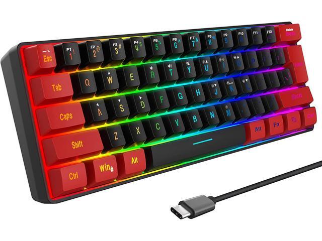 Corn 60% Wired Gaming Keyboard, True RGB Mini Gaming Keyboard, Quiet ...