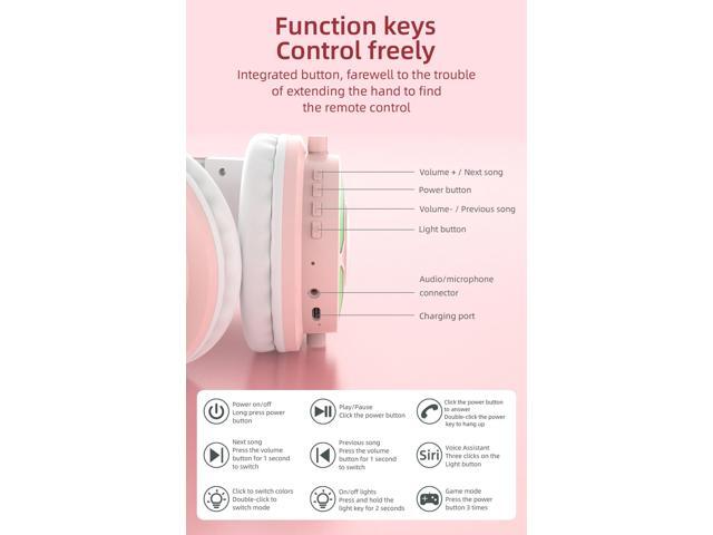 CORN Wireless Bluetooth 5.3 Headset Fox Cat Ear Headphones Luminescence ...