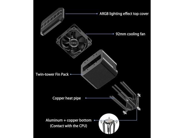 ALSEYE M90 CPU Cooler, Hidden Fan Designed Dual Tower Air-Cooled CPU ...