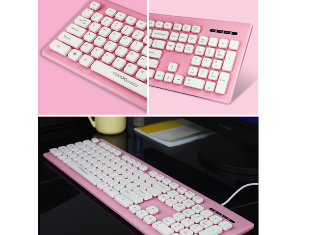 COOLXSPEED K1808 Ultrathin Ergonomic Design Wired Keyboard -103 Chiclet ...