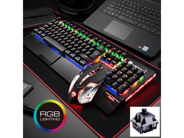CORN X1000 Black Mechanical RGB Backlit 104 Keys N-key Rollover Side ...