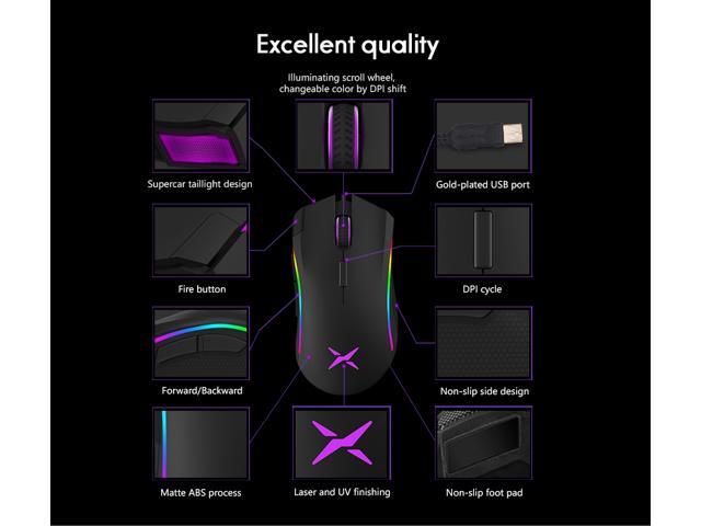 Delux M625 PMW3325 Sensor Gaming Mouse 10000DPI 6500FPS 7 Buttons RGB ...