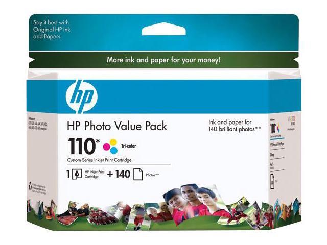 Hp 110, Tri-Color Original Ink Cartridge W/Photo Paper - Newegg.com